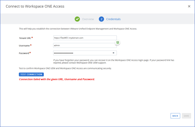 Error Connection Failed With The Given Url Username And Password With